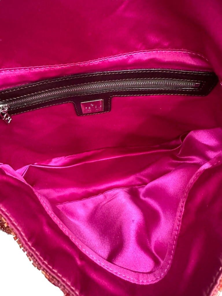 Fendi Mama Baguette Red Beads Brown Leather L.E. For Sale at 1stDibs