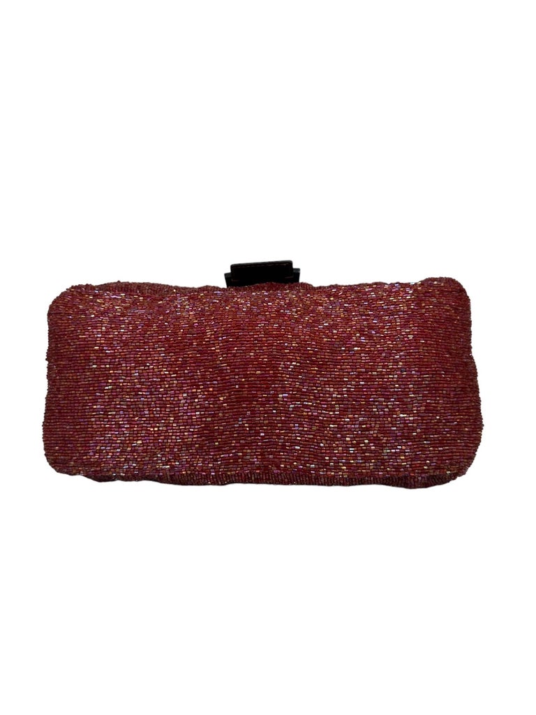 Fendi Mama Baguette Red Beads Brown Leather L.E. For Sale at 1stDibs