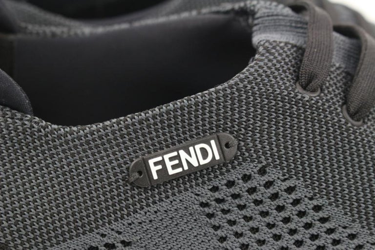 Fendi Mens 9EU Black Slip-On Logo Calfskin Mesh Low Top Sneakers 7E1234 at 1stDibs