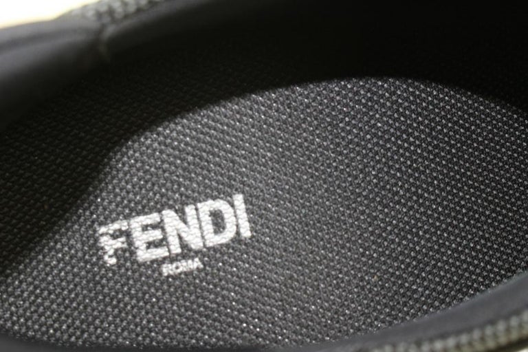 Fendi Mens 9EU Black Slip-On Logo Calfskin Mesh Low Top Sneakers 7E1234 For Sale at 1stDibs