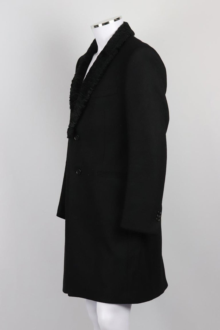 Fendi Men's Fur Trimmed Wool Blend Coat It 52 Uk/us Chest 42 For Sale ...