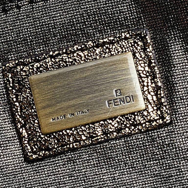 Fendi Metallic Gold Fabric Mini B Shoulder Bag For Sale at 1stDibs