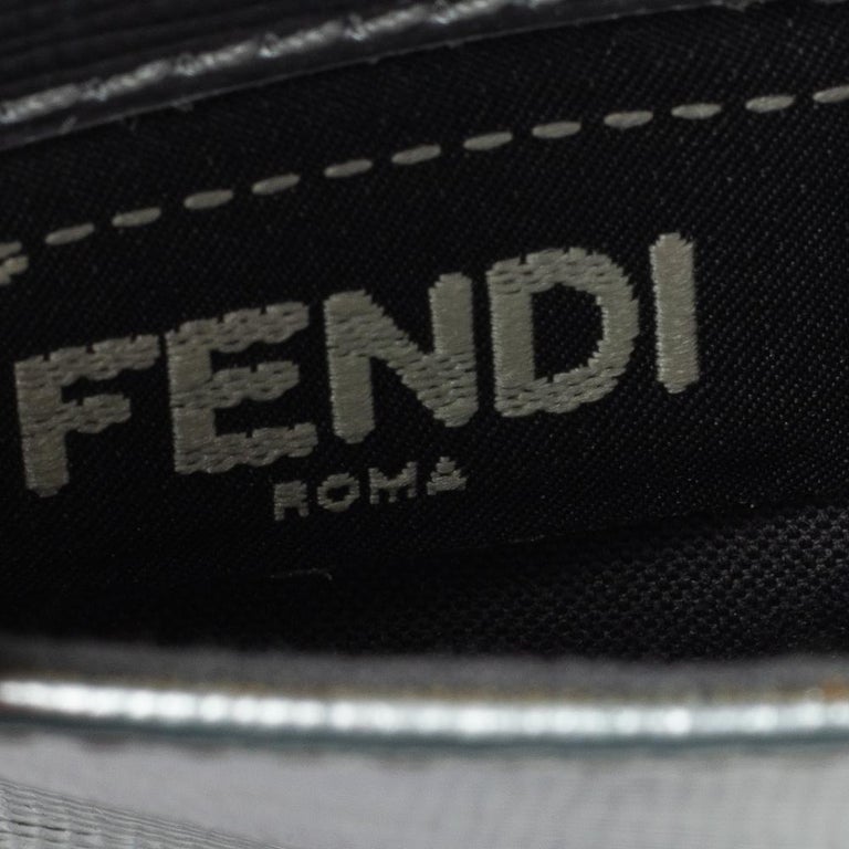 Fendi Metallic Silver Leather Tube Wallet On Chain at 1stDibs