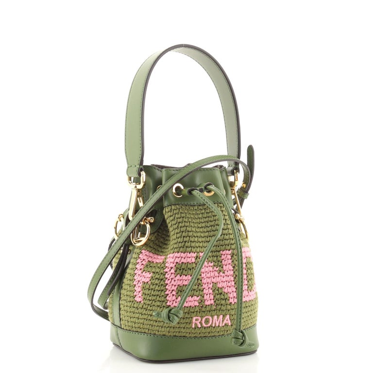 Fendi Mon Tresor Bucket Bag Crochet and Leather Mini at 1stDibs