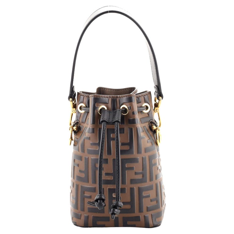 Fendi Mon Tresor Bucket Bag Zucca Embossed Leather Mini at 1stDibs