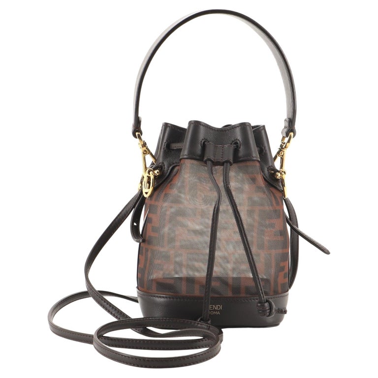 Fendi Mon Tresor Bucket Bag Zucca Mesh with Leather Mini at 1stDibs
