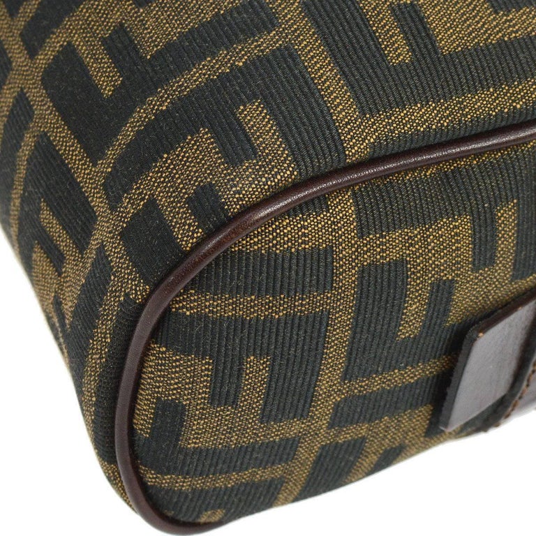 Fendi Monogram Canvas Logo Leather Round Evening Top Handle Satchel Bag ...