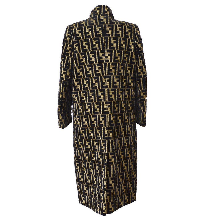 Fendi Monogram 'F' Logo Women's Long Mock Neck Tailored OverCoat Jacket ...