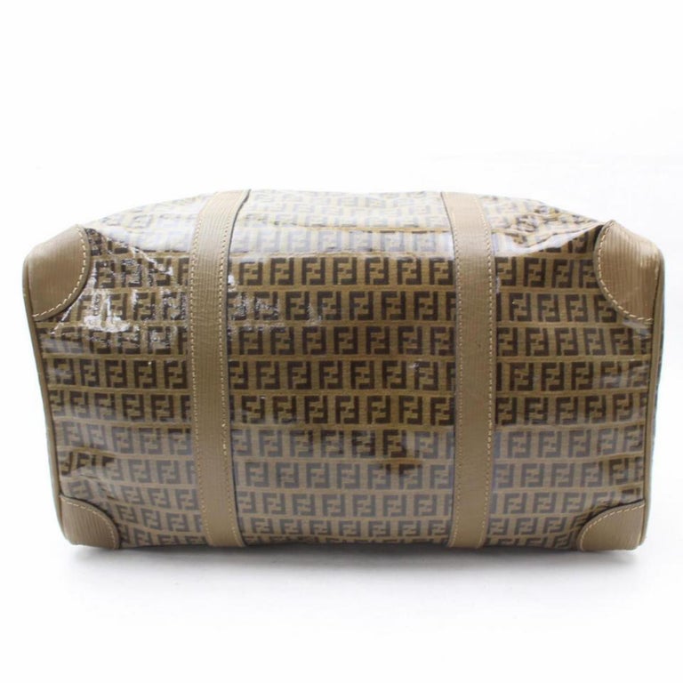 Fendi Monogram Ff Logo Boston Duffle 868918 Brown Vinyl Weekend/Travel ...