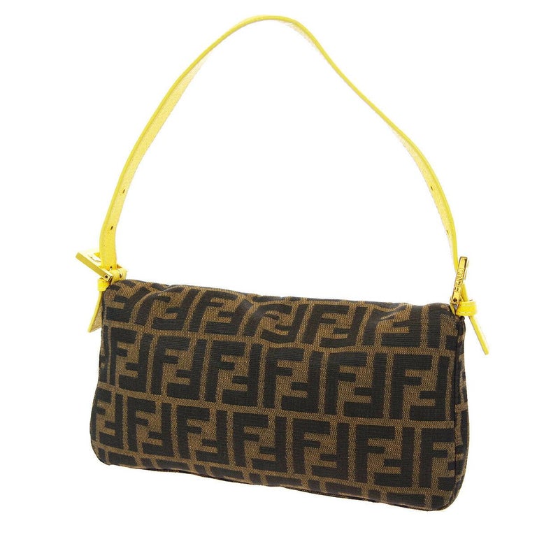 Fendi Monogram Logo Rhinestone Charm Top Handle Shoulder Pochette Flap ...