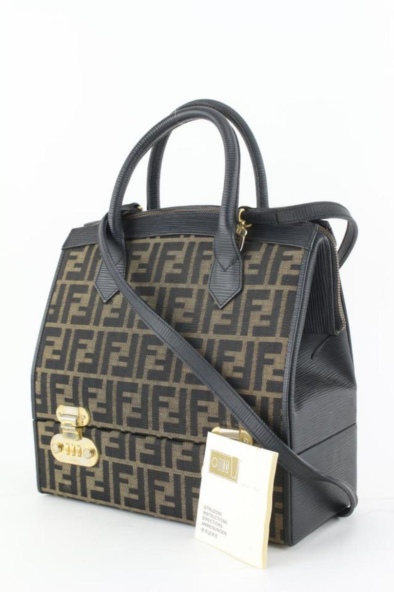 Fendi Monogram Zucca Vanity Trunk Train Case Travel Crossbody Bag ...