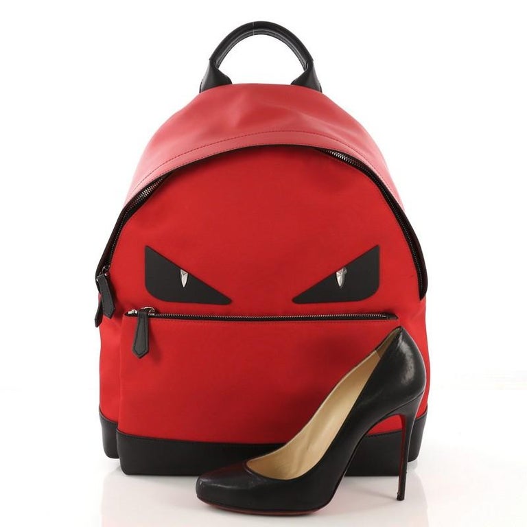 Fendi Monster Backpack Nylon with Leather Large at 1stDibs