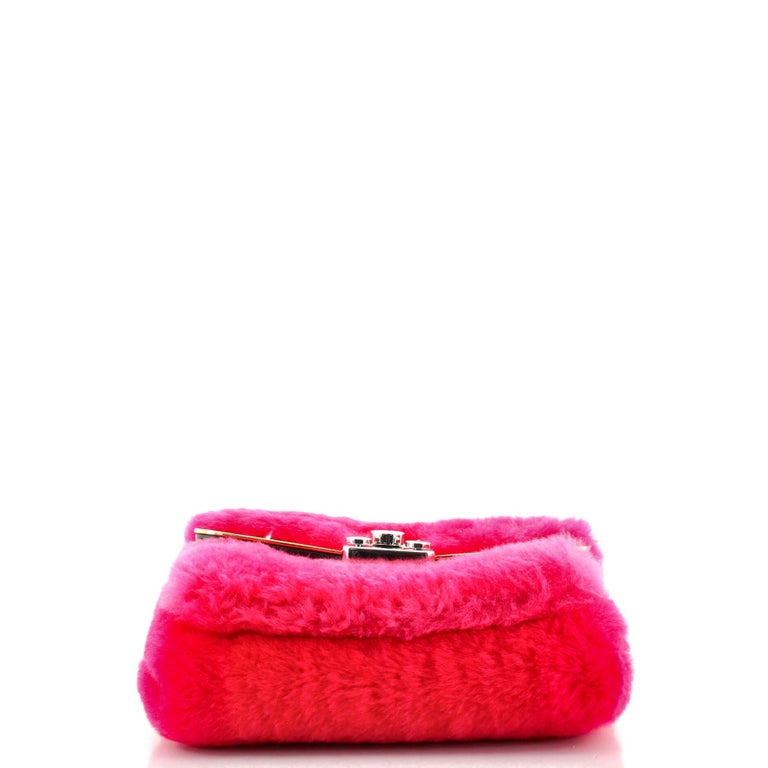 Fendi Monster Bug Chain Shoulder Bag Shearling with Zucca Coated Canvas ...