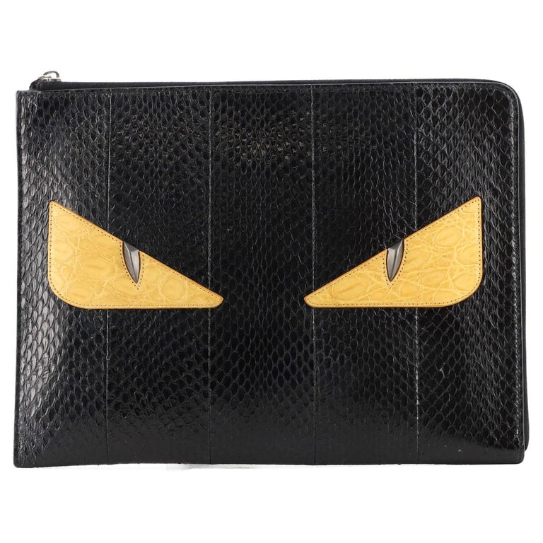 Fendi Monster Clutch Python Medium For Sale at 1stDibs