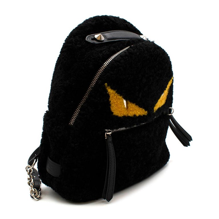 Fendi Monster Mini Leather-Trimmed Shearling Backpack at 1stDibs ...