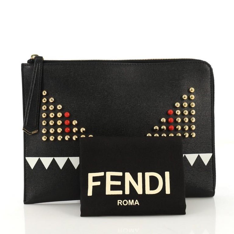 Fendi Monster Pouch Studded Leather Small at 1stDibs