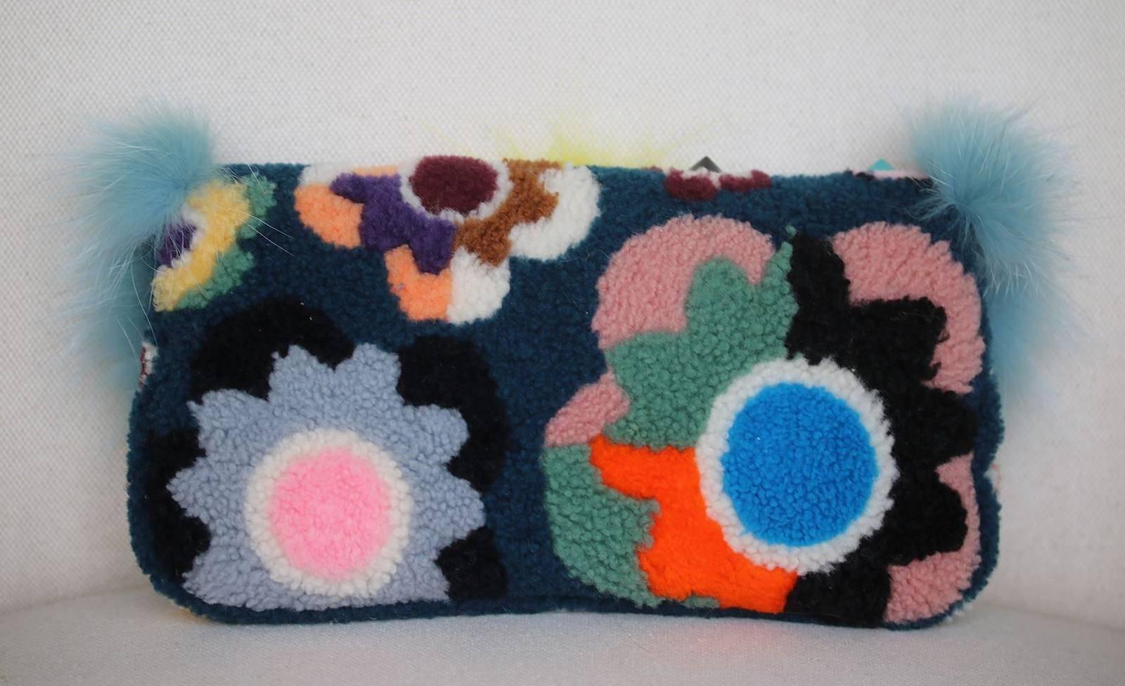 Fendi Monster Shearling and Fox Fur Baguette Bag For Sale at 1stDibs