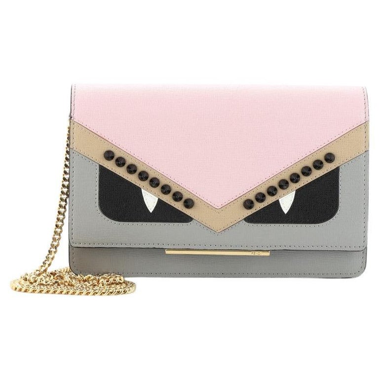 Fendi Monster Wallet on Chain Studded Leather at 1stDibs