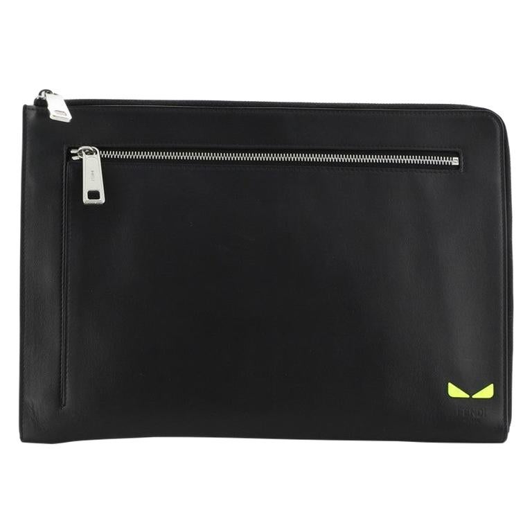 Fendi Monster Zip Pouch Leather Large at 1stDibs