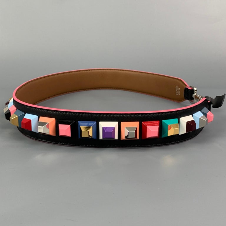 FENDI Multi-Color Studded Leather Handbag Strap at 1stDibs