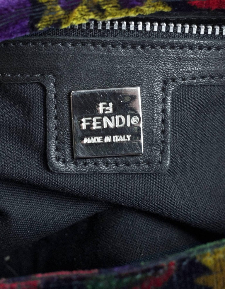 Fendi Multi-Colored Floral Print Velvet Baguette at 1stDibs