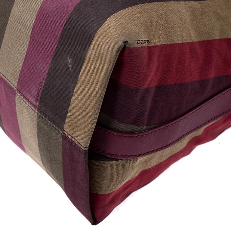 Fendi Multicolor Canvas and Leather Large Pequin Striped Hobo For Sale ...