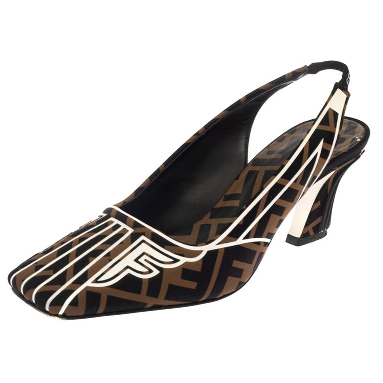 Fendi Multicolor Freedom FF Logo Slingback Sandals Size 37.5 at 1stDibs