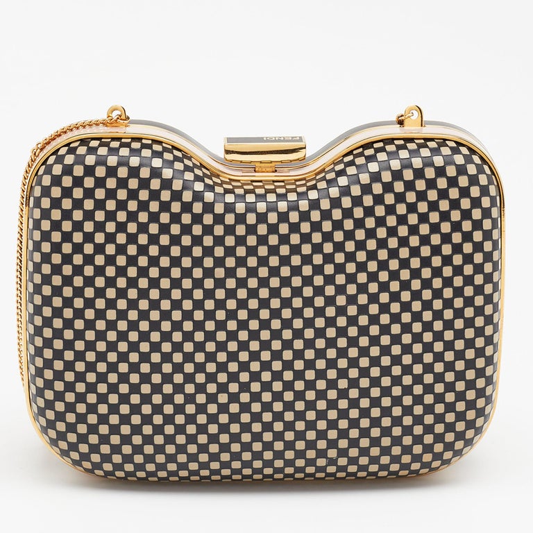 Fendi Multicolor Leather Giano Box Clutch For Sale at 1stDibs