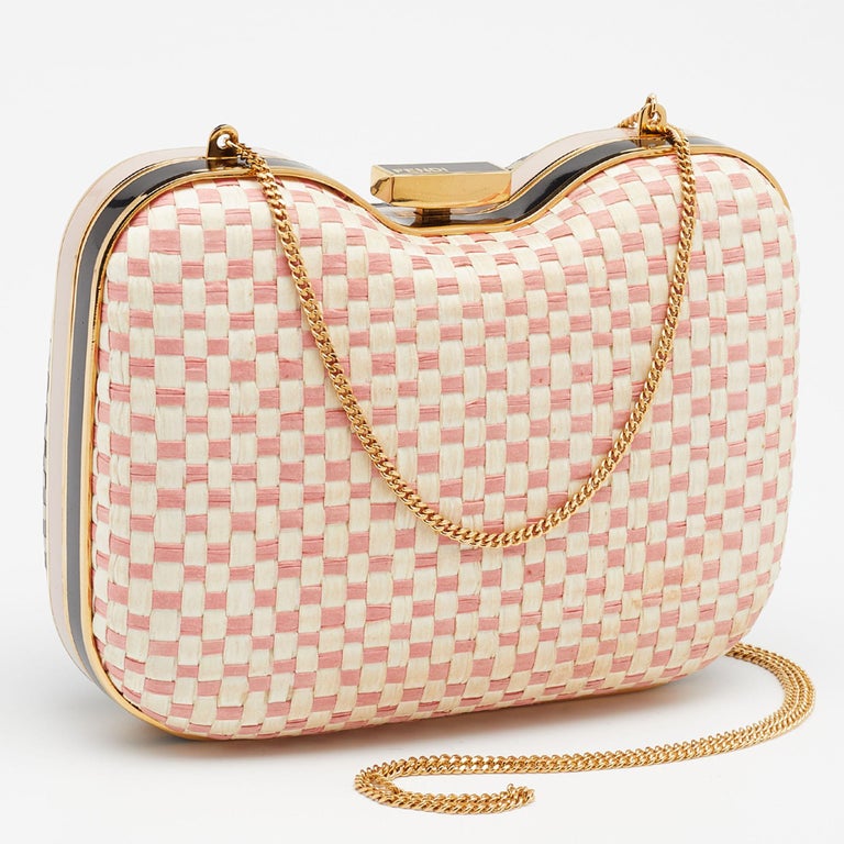 Fendi Multicolor Leather Giano Box Clutch For Sale at 1stDibs