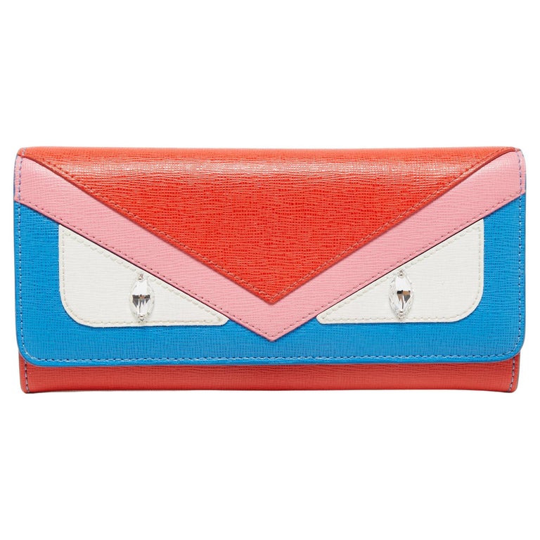 Fendi Multicolor Leather Monster Continental Wallet For Sale at 1stDibs