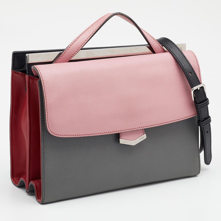 Fendi Multicolor Leather Small Demi Jour Top Handle Bag For Sale at 1stDibs