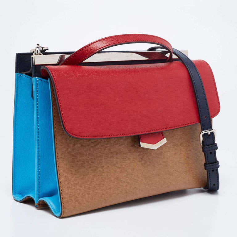 Fendi Multicolor Leather Small Demi Jour Top Handle Bag For Sale at 1stDibs
