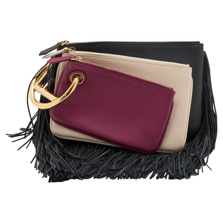 Fendi Multicolor Leather Triplette Clutch For Sale at 1stDibs