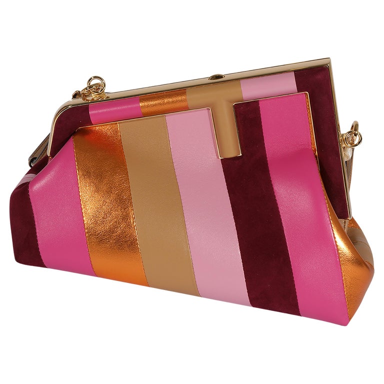 Fendi Multicolor Stripe Leather and Suede Small First Bag at 1stDibs