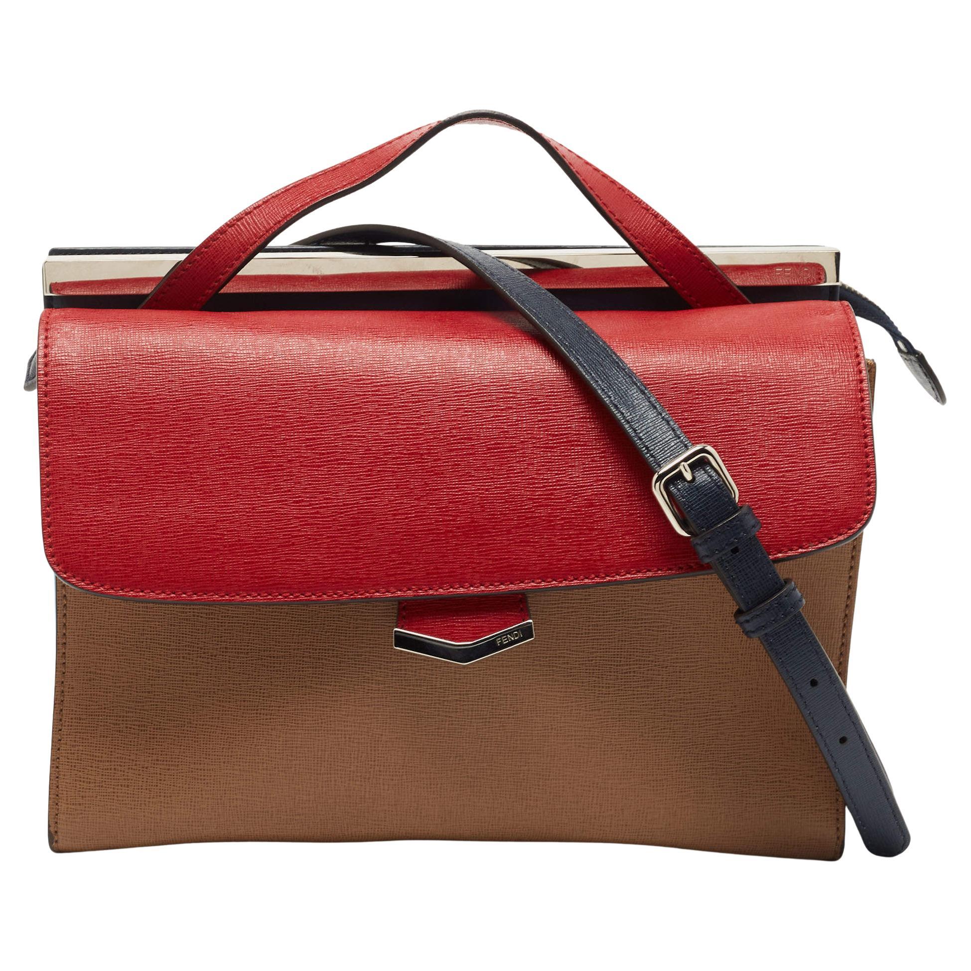 Fendi Multicolor Textured Leather Small Demi Jour Top Handle Bag at 1stDibs