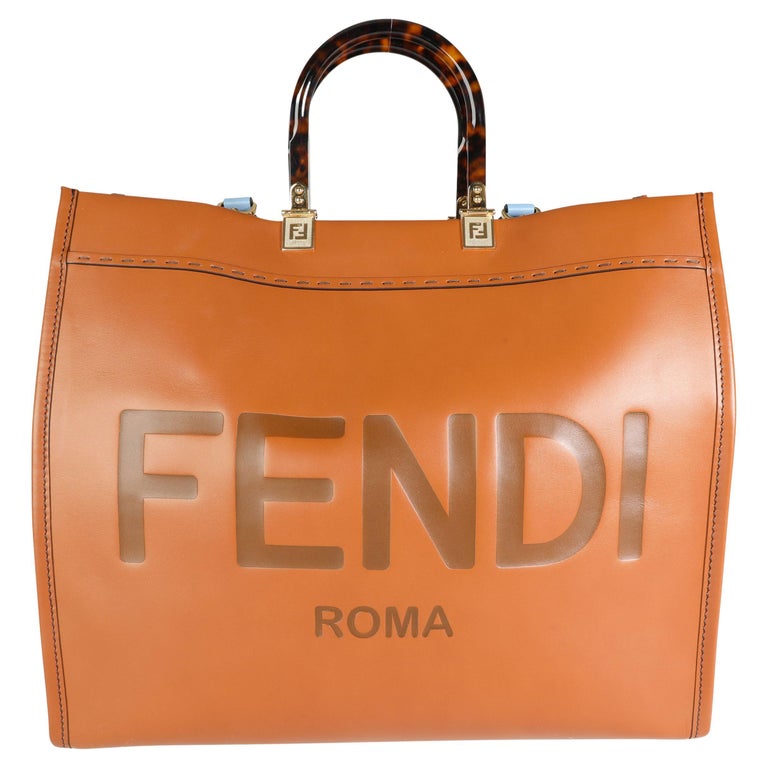 Fendi Natural Brown Calfskin Sunshine Shopper Tote For Sale at 1stDibs