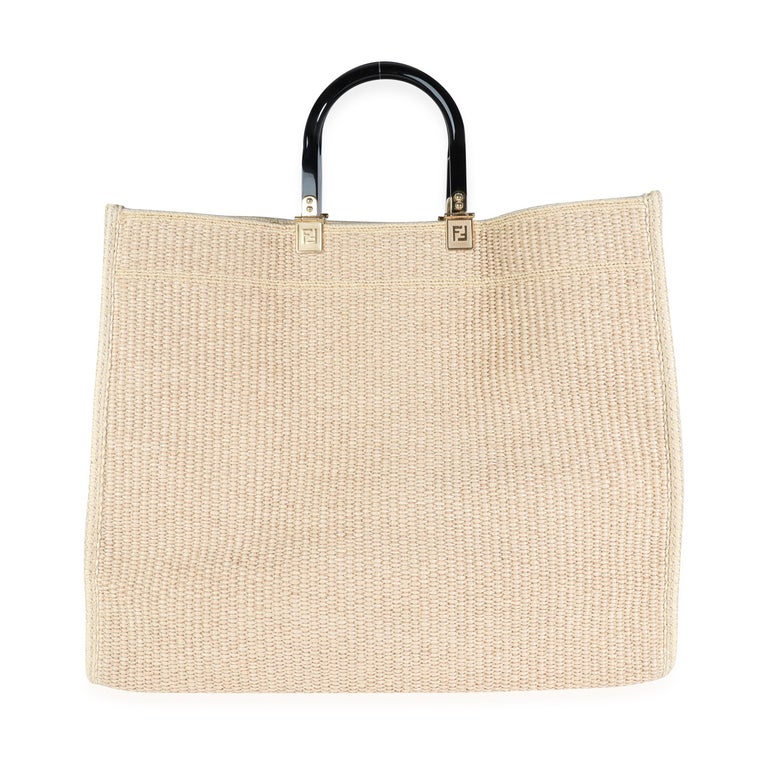 Fendi Natural Woven Straw Medium Sunshine Shopper Tote For Sale at ...