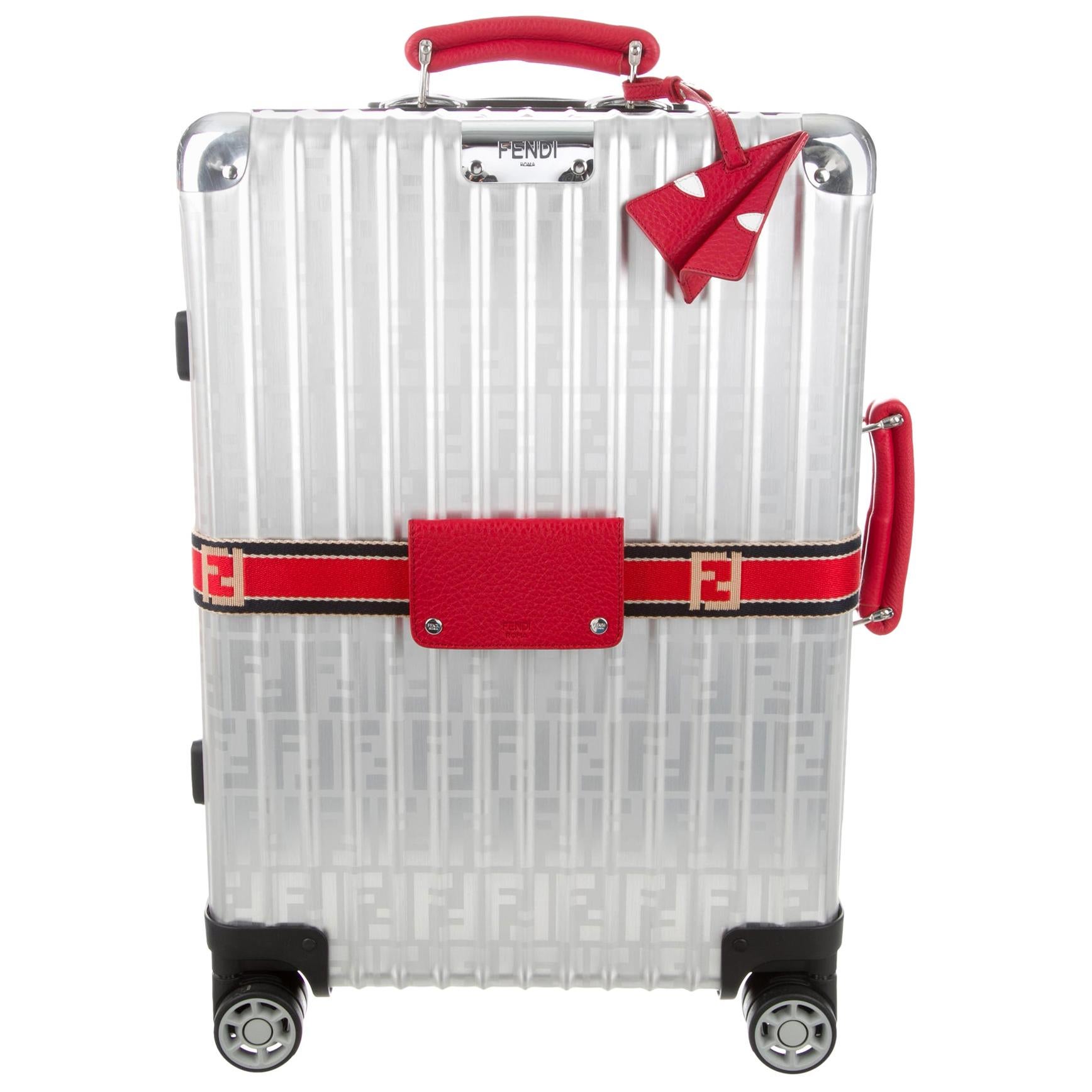 Fendi NEW Silver Aluminum Men's Women's Travel Carryall RollerBag ...