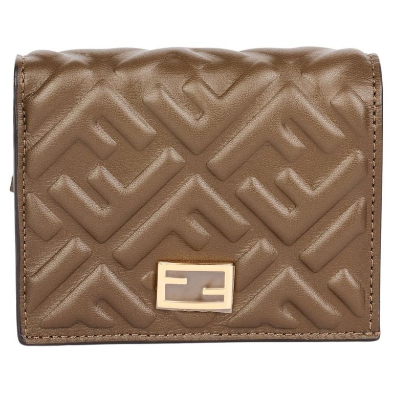 Fendi Olive Nappa Leather Small Wallet For Sale at 1stDibs