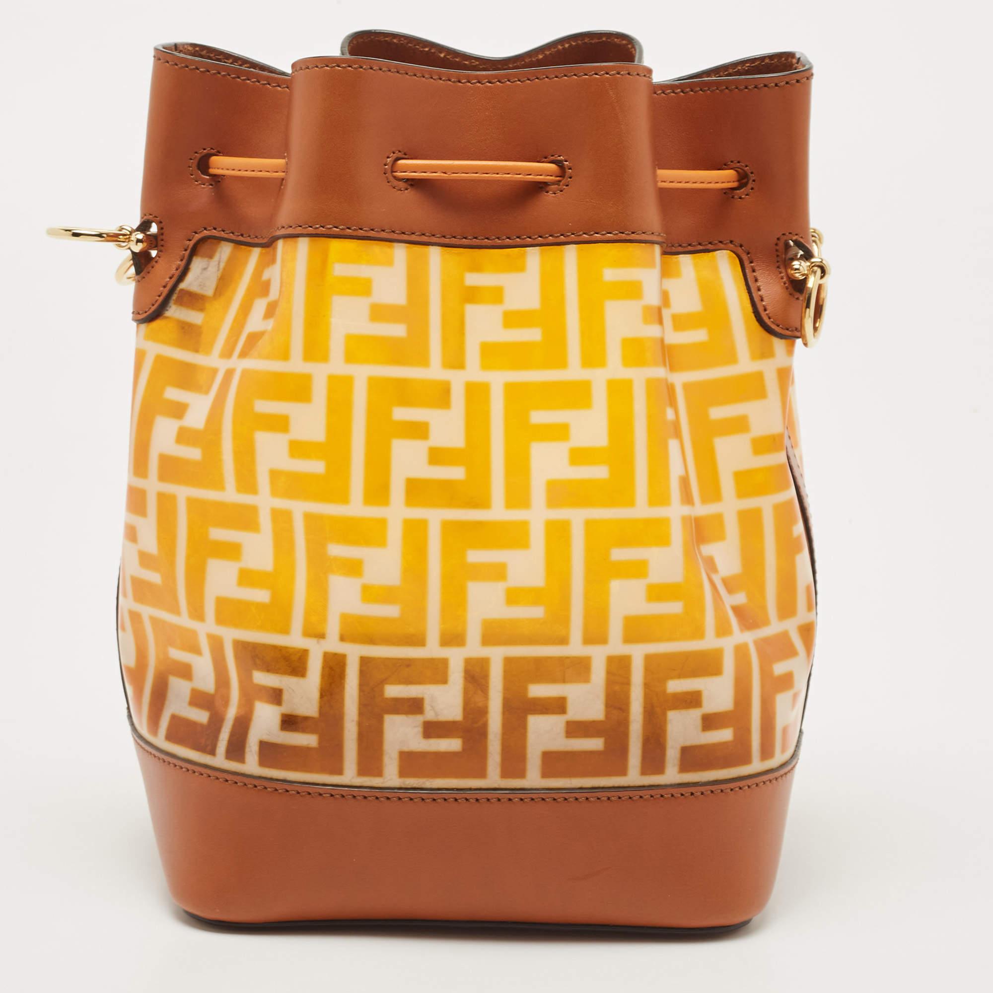 Fendi Orange/Brown Zucca PVC and Leather Mon Tresor Bucket Bag For Sale ...