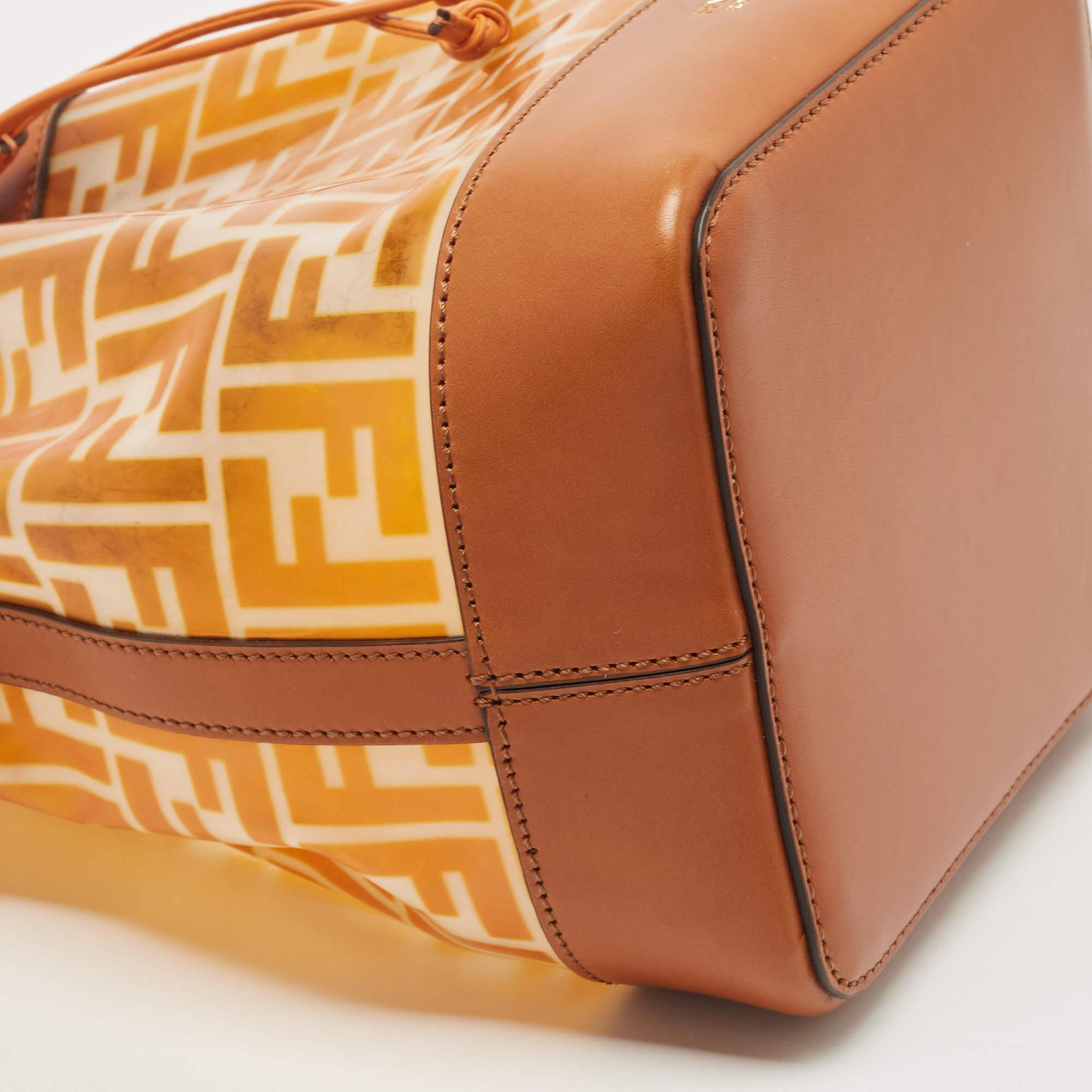 Fendi Orange/Brown Zucca PVC and Leather Mon Tresor Bucket Bag For Sale ...