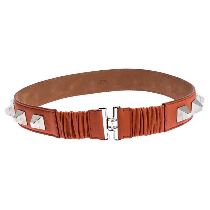 Fendi Black Leather Monster Face Buckle Belt 100 CM For Sale at 1stdibs