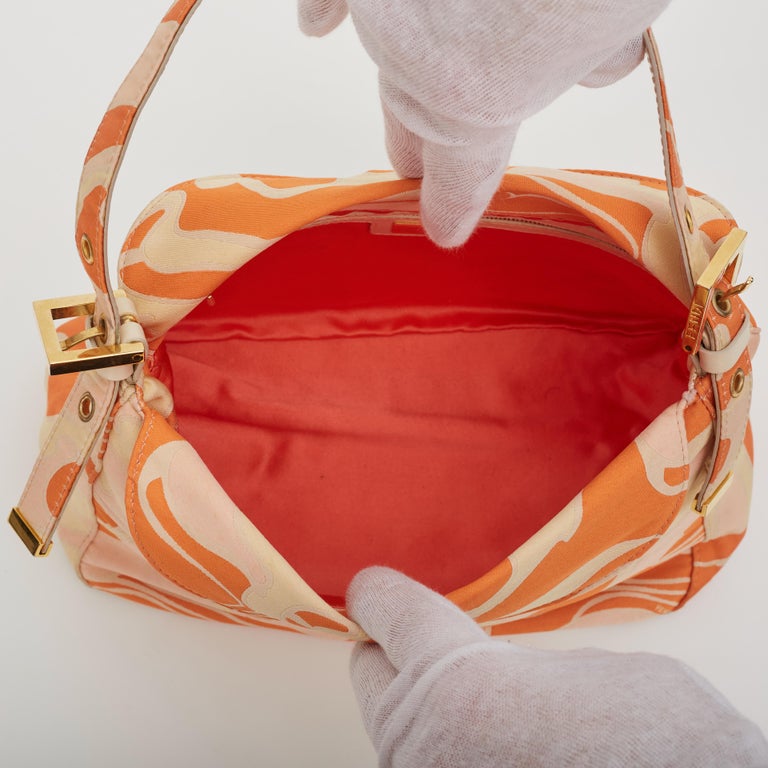 Fendi Orange Psychedelic Swirl Print Flap Mamma Shoulder Bag For Sale ...