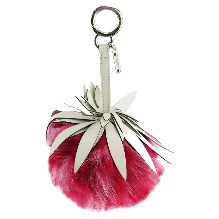 Fendi 'P' Initial Fox Fur And Leather Bag Charm For Sale at 1stDibs