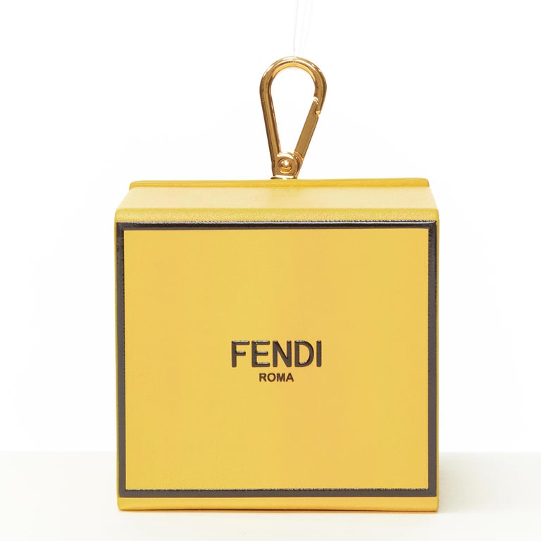 FENDI Pack full leather yellow black logo packaging box bag char ...