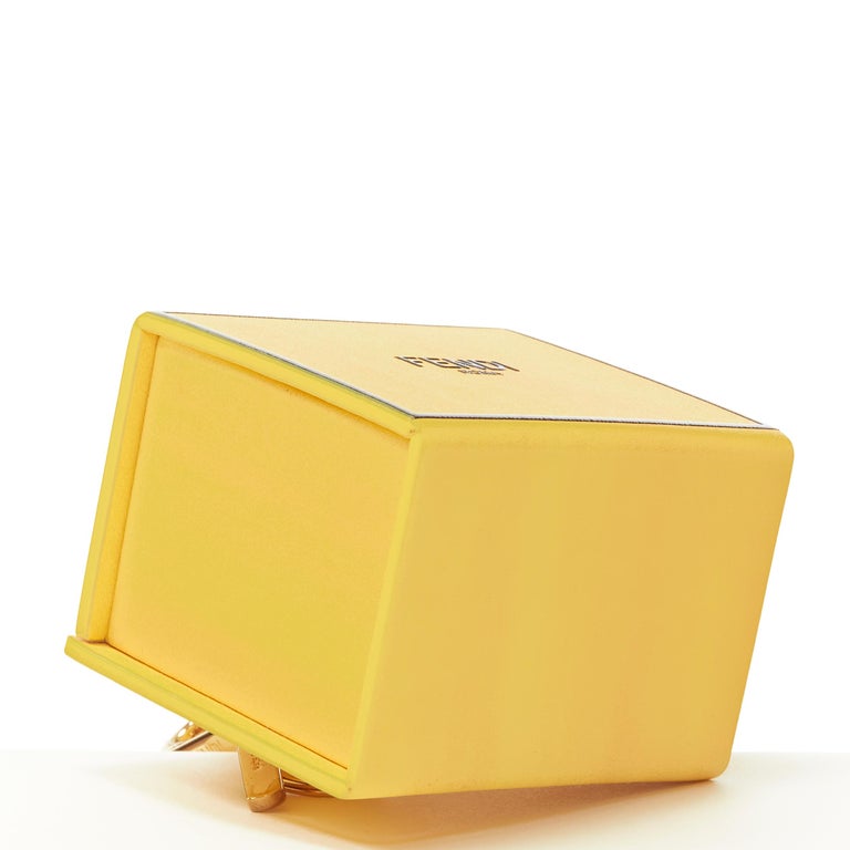 FENDI Pack full leather yellow black logo packaging box bag char ...