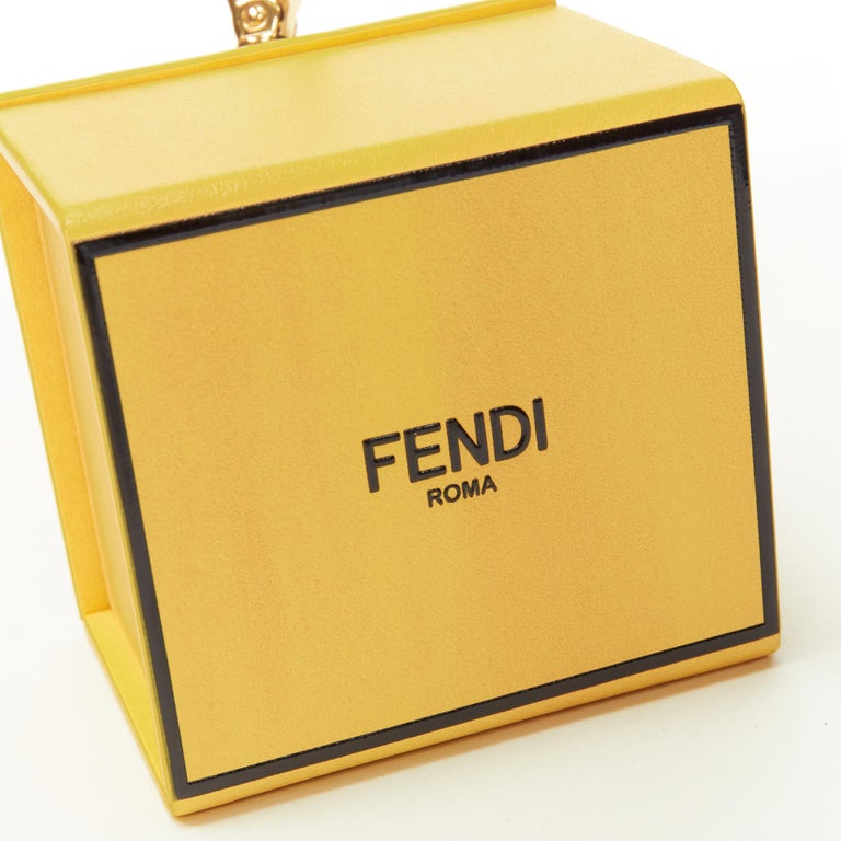 FENDI Pack full leather yellow black logo packaging box bag char ...