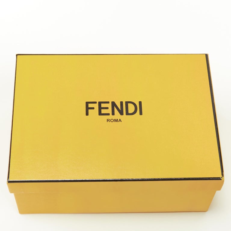 FENDI Pack full leather yellow black logo packaging box bag char ...
