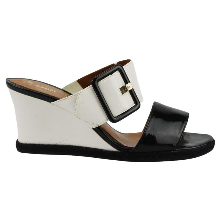Fendi Patent Leather Wedge Sandals Eu 37 Uk 4 Us 7 For Sale at 1stDibs