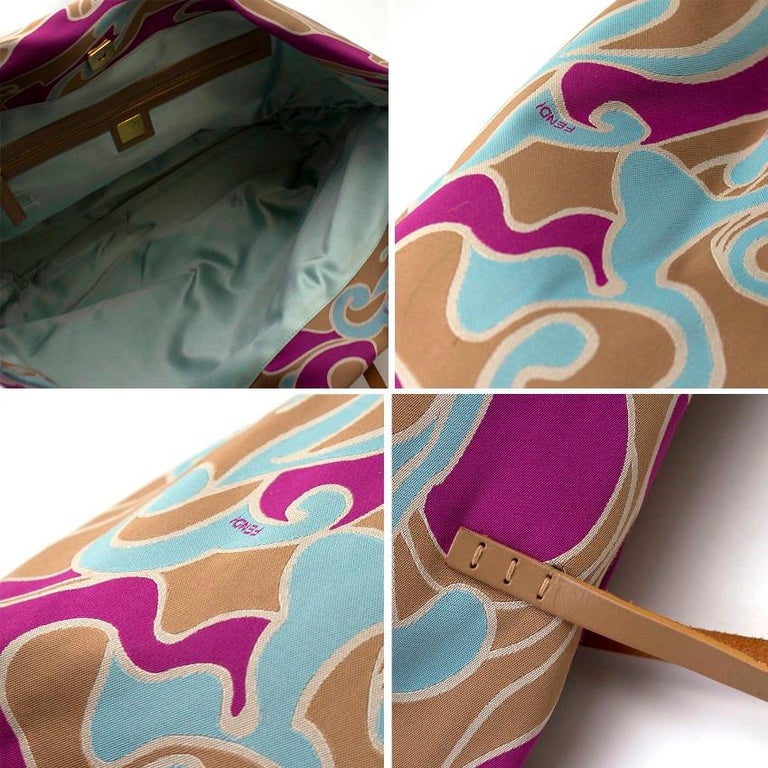 Fendi Patterned Canvas Shoulder Tote at 1stDibs